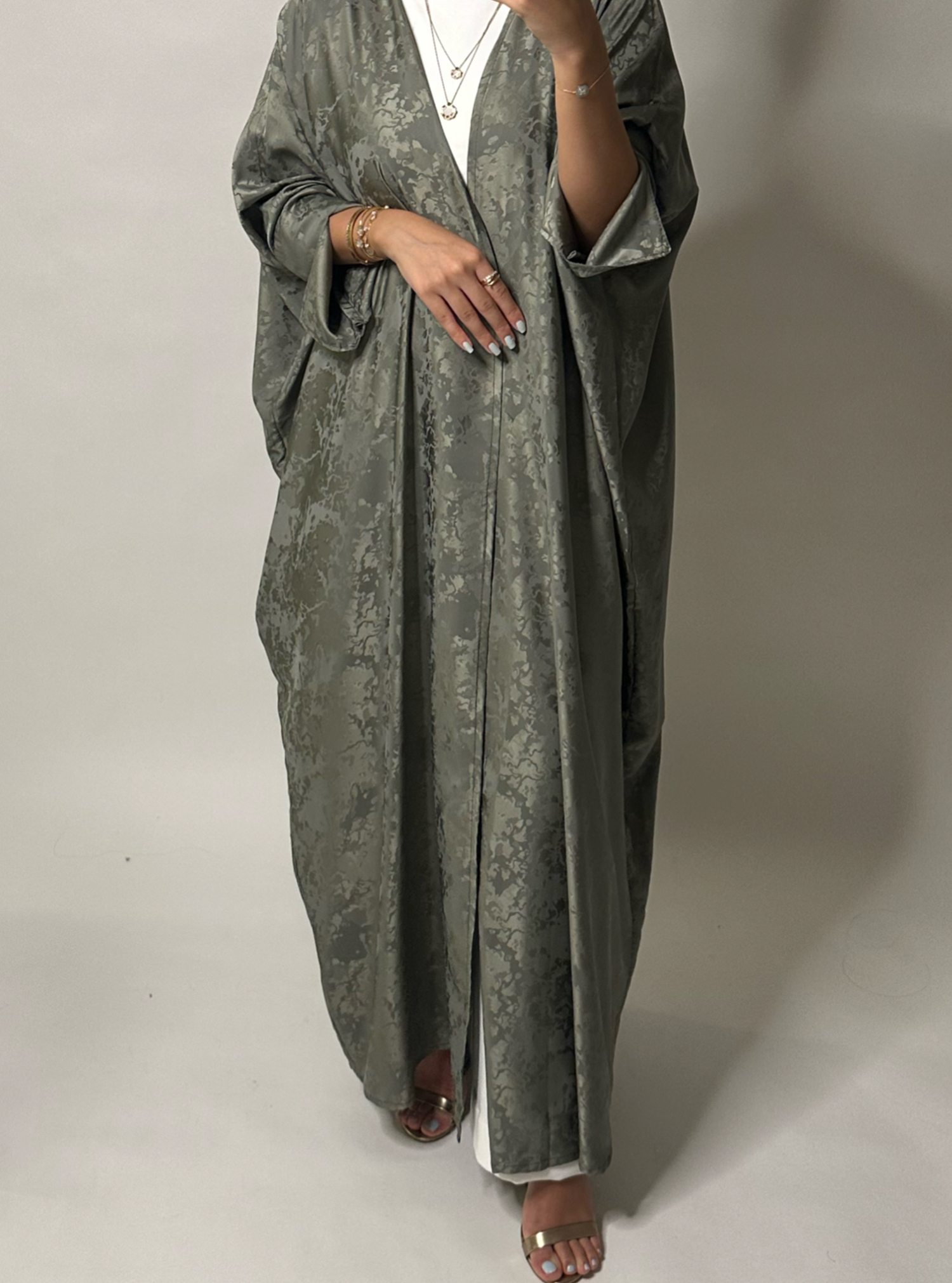 Green Pattern Green Luxurious Oversized Pattern Abaya & Head Scarf ...