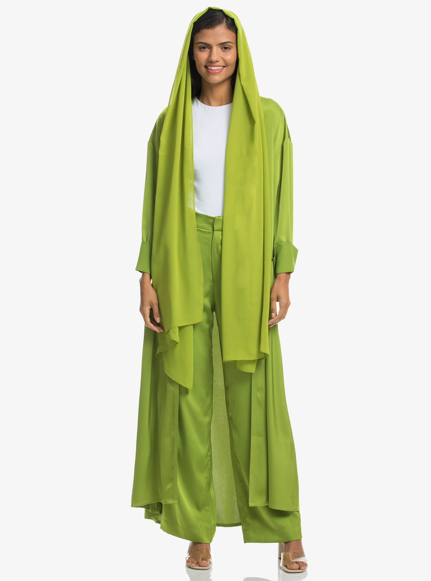 High Low Abaya Green High Low Short Abaya Abayas from Kayfi at Boksha