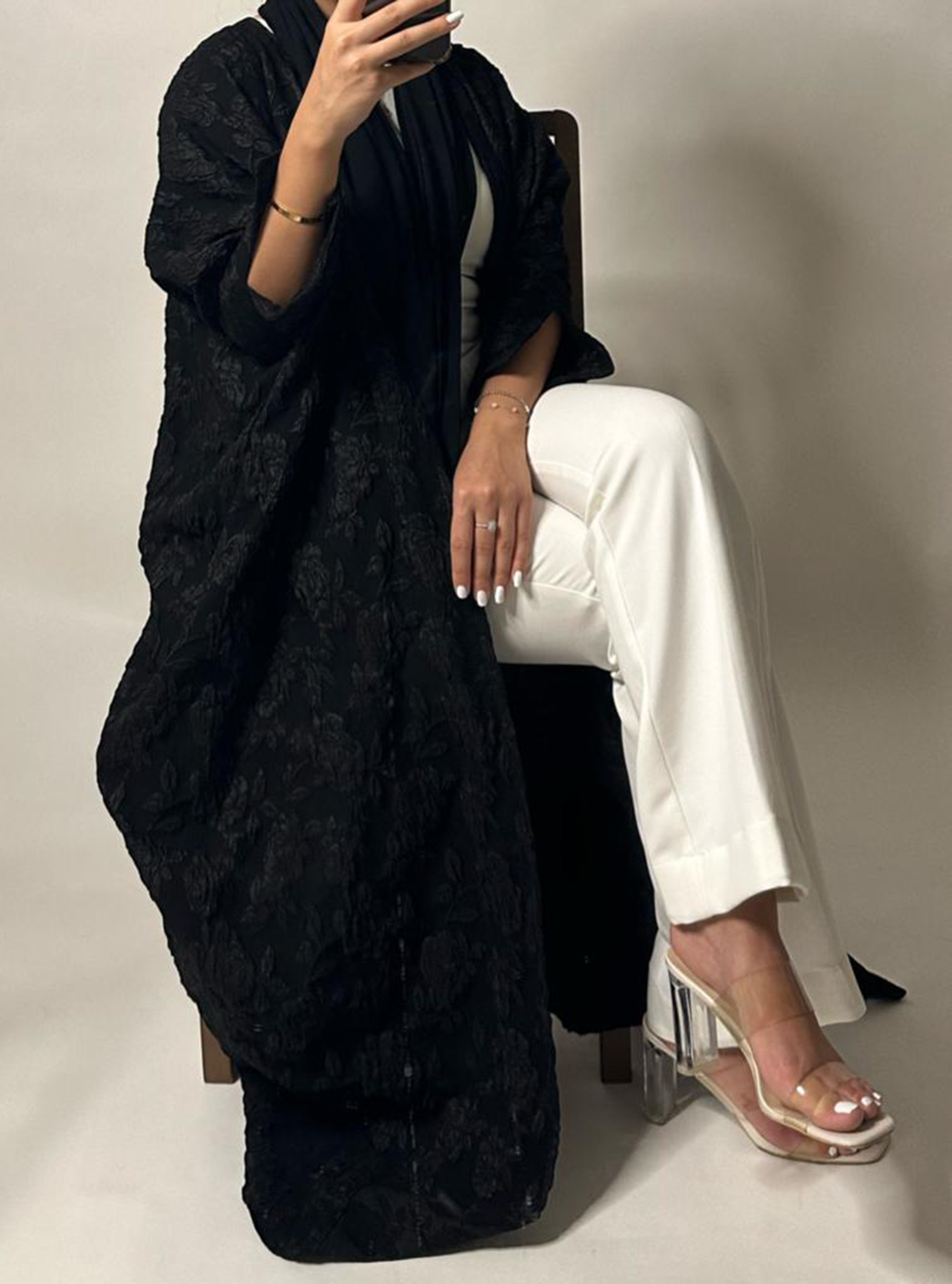 Pattern Abaya Black Pattern Bisht Abaya & HeadScarf Abayas from Alef at ...