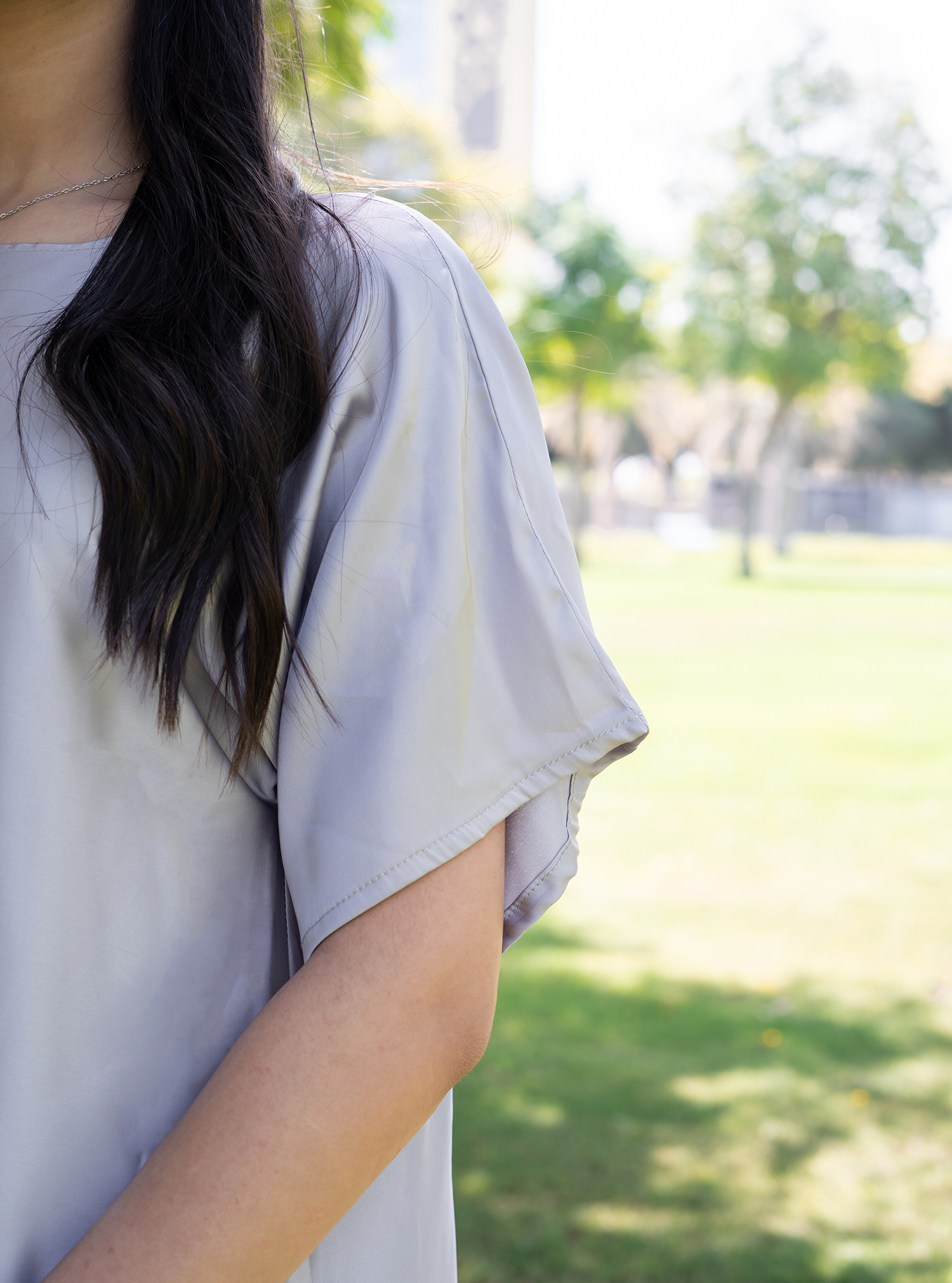 Silk InnerDress Elegant silver silk inner dress, half sleeves ...