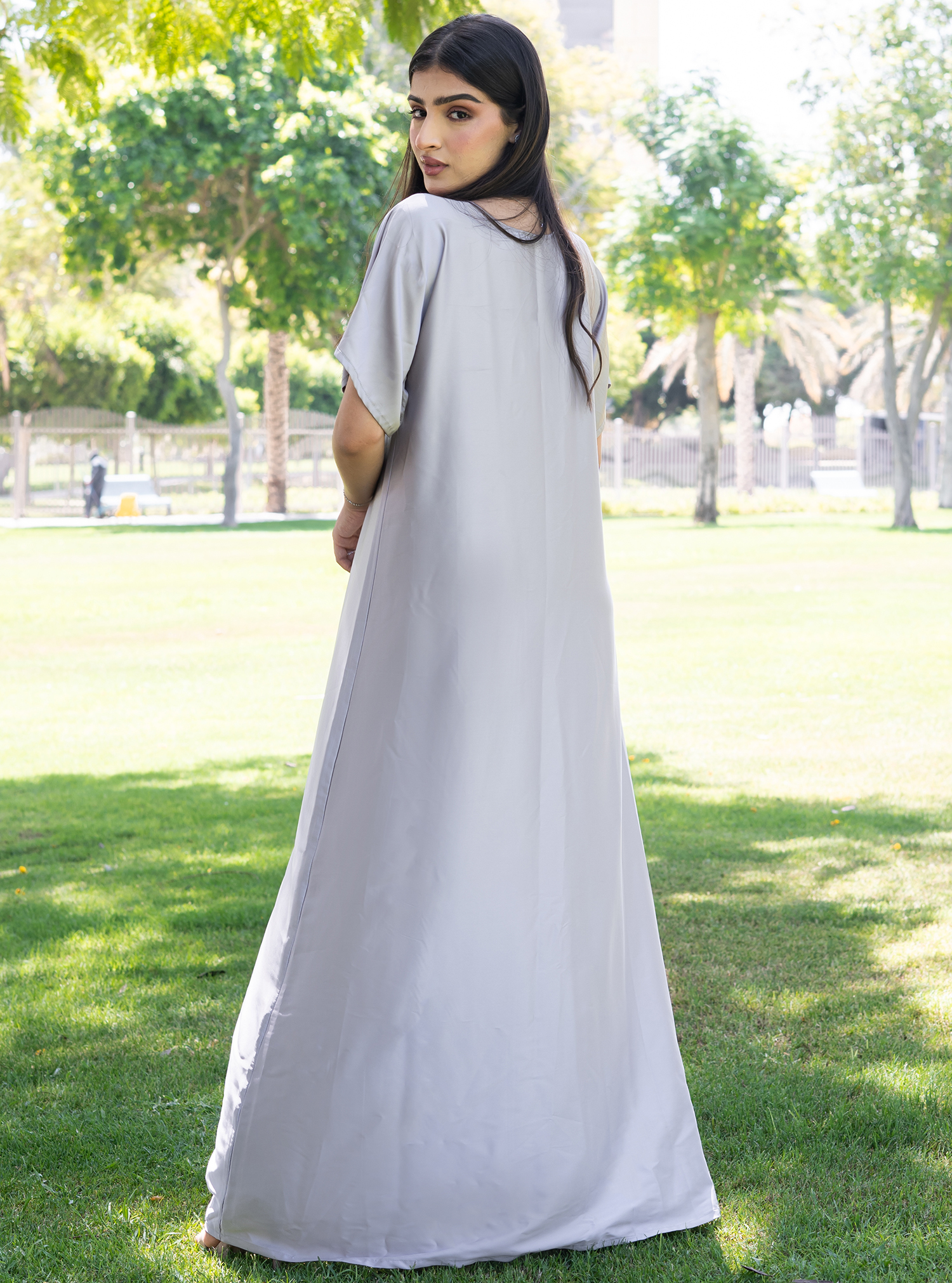 Silk InnerDress Elegant silver silk inner dress, half sleeves ...