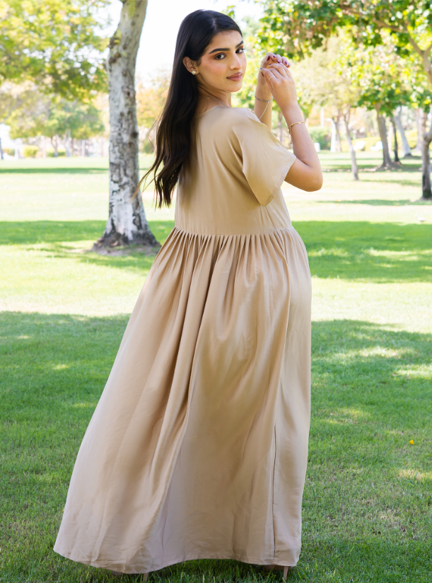 Silk InnerDress Glamorous gold silk inner dress, front and back pleated ...