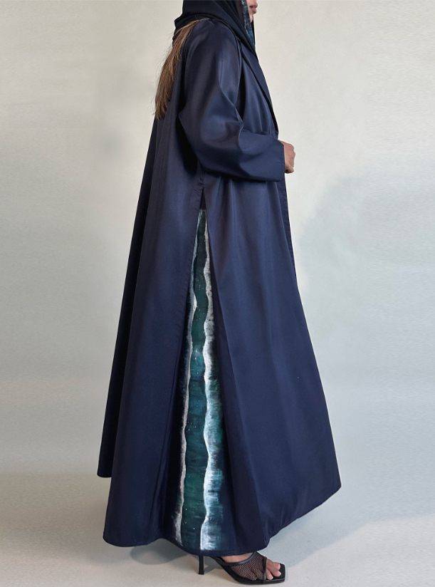 Hand art Abaya Navy abaya with hand-painted details. Can be customizable with different colors ...