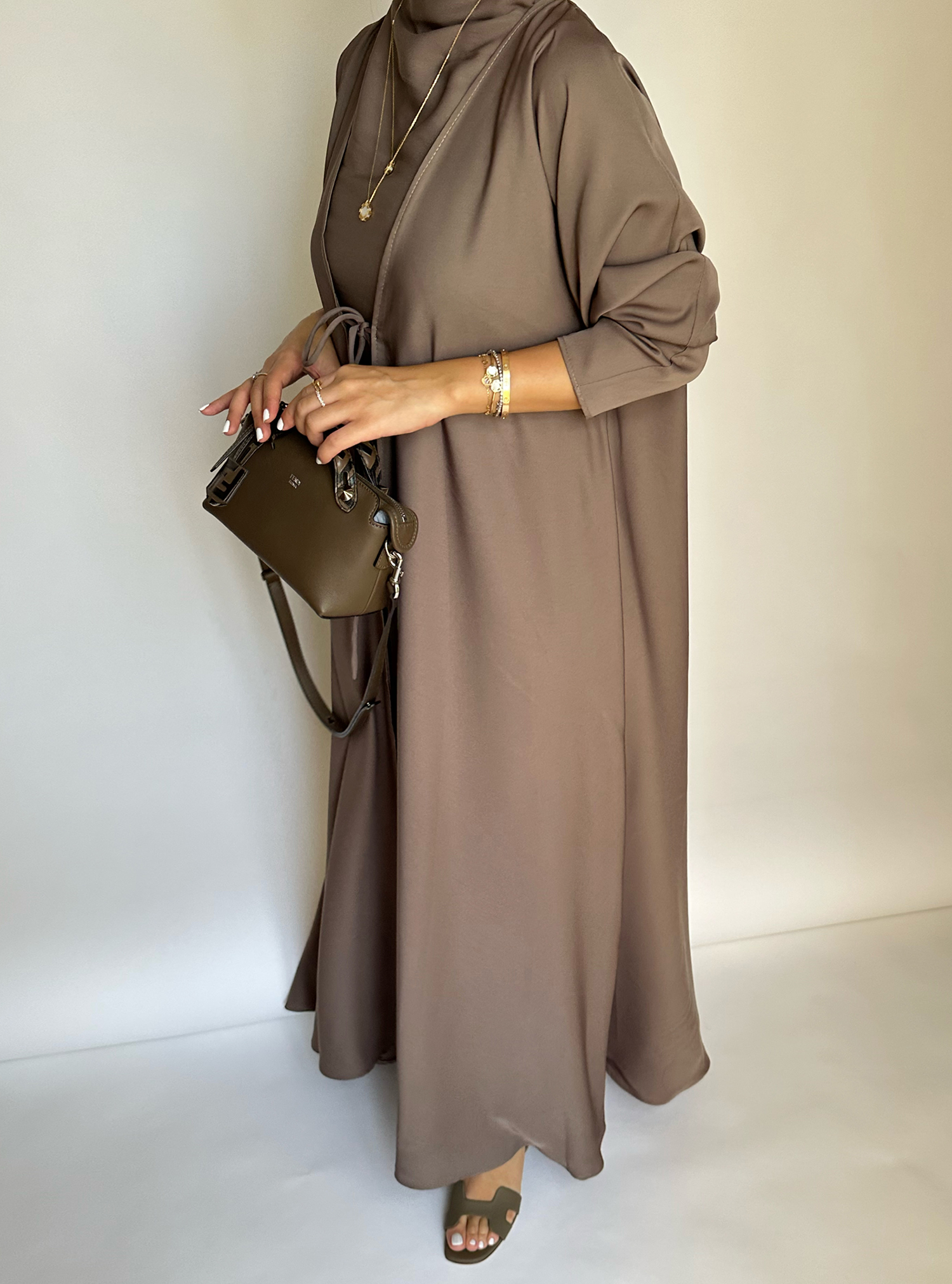 Daily Abaya Set Daily Brown Light Weight Flowy Abaya and Fitted Under ...