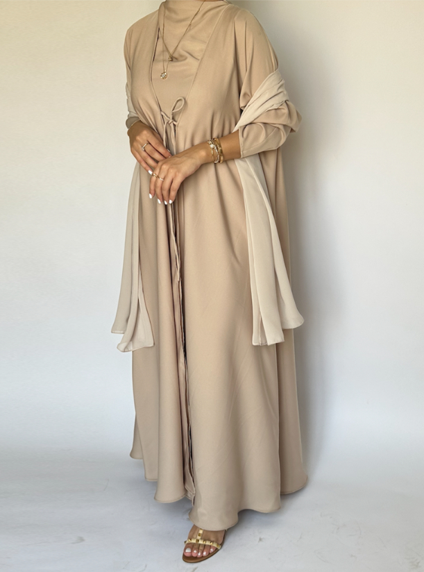 Daily Abaya Set Daily Cream Weight Flowy Abaya and Fitted Under Abaya ...