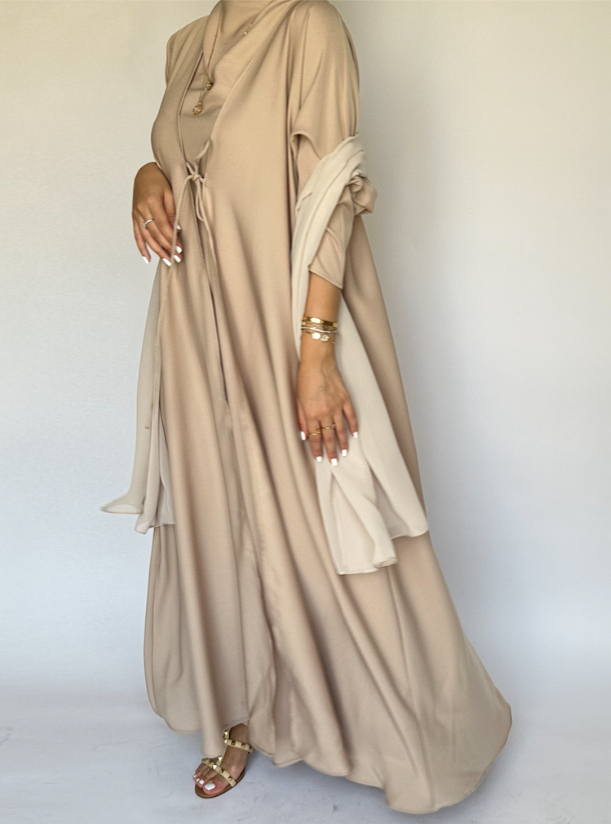 Daily Abaya Set Daily Cream Weight Flowy Abaya and Fitted Under Abaya ...