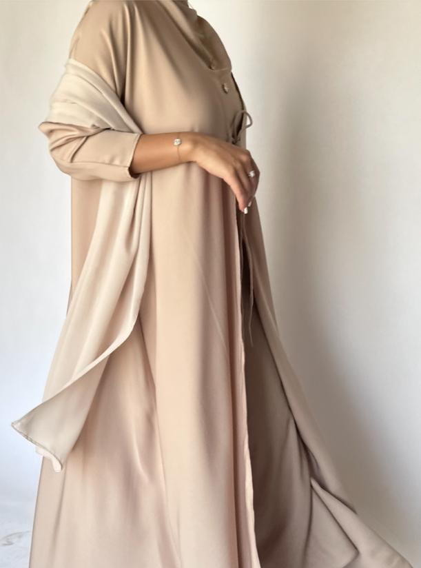 Daily Abaya Set Daily Cream Weight Flowy Abaya and Fitted Under Abaya ...