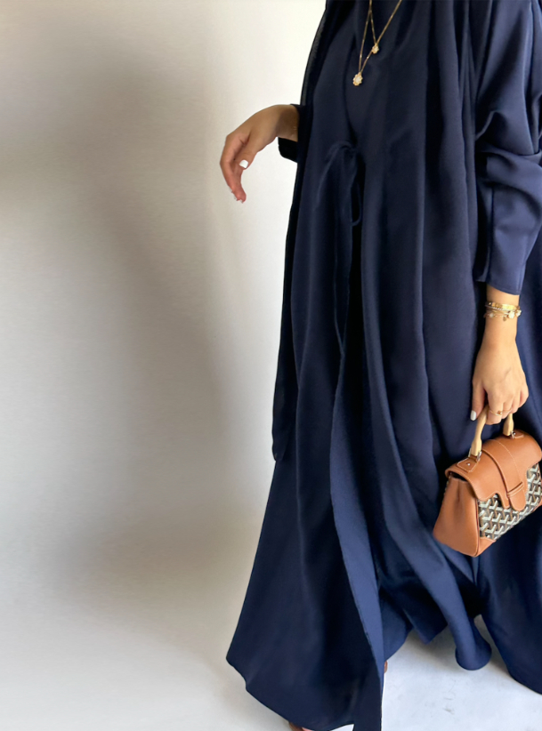 Daily Abaya Set Daily Navy Blue Light Weight Flowy Abaya and Fitted ...