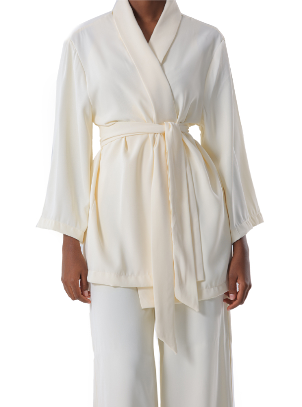 Kimono Set Kimono style top with belt made from light material, paired ...