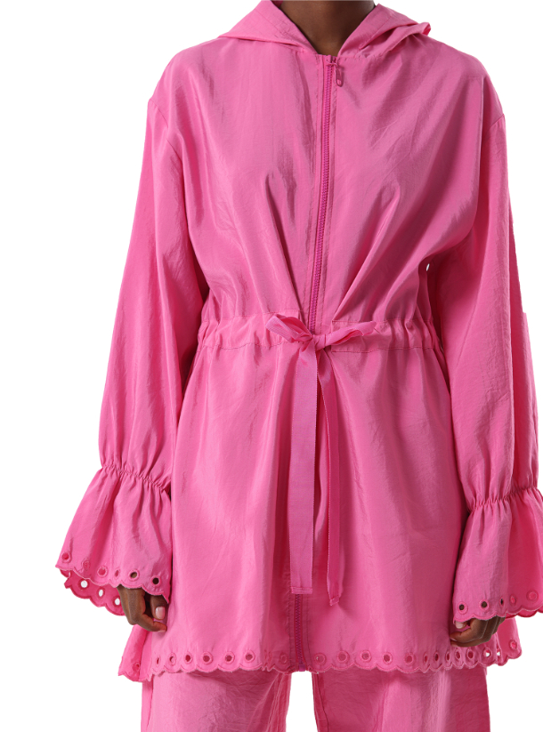 Hooded Set Cupra hooded top with zipper and belt detail paired with ...