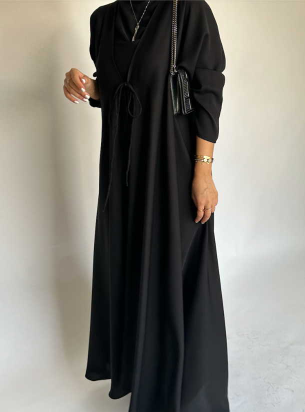 Daily Abaya Set Daily Black Light Weight Flowy Abaya and Fitted Under ...