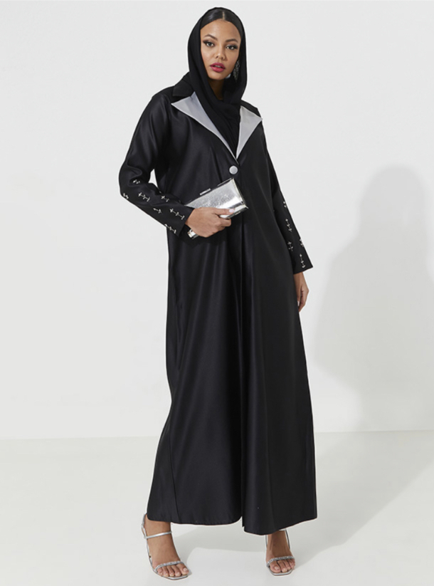G Jacket Black Abaya jacket with gray collar and sleeves. Abayas from ...