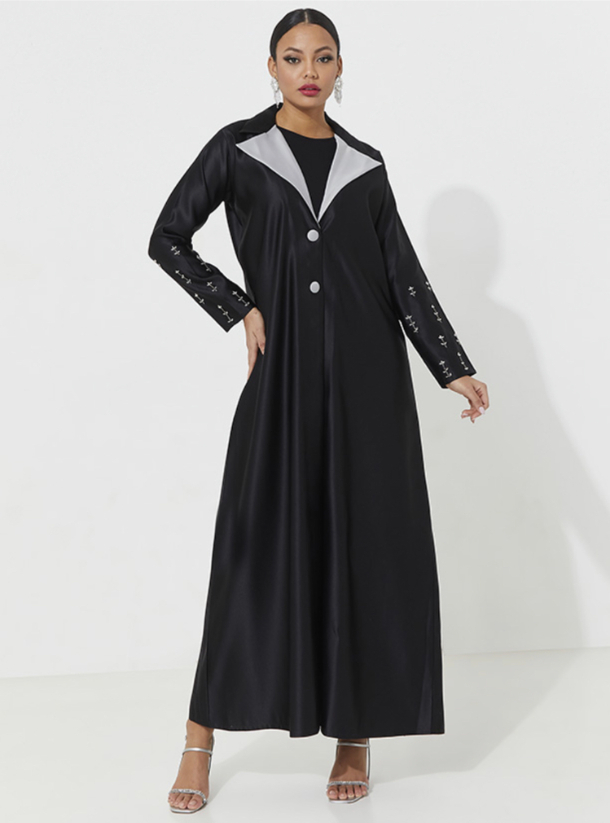 G Jacket Black Abaya jacket with gray collar and sleeves. Abayas from ...
