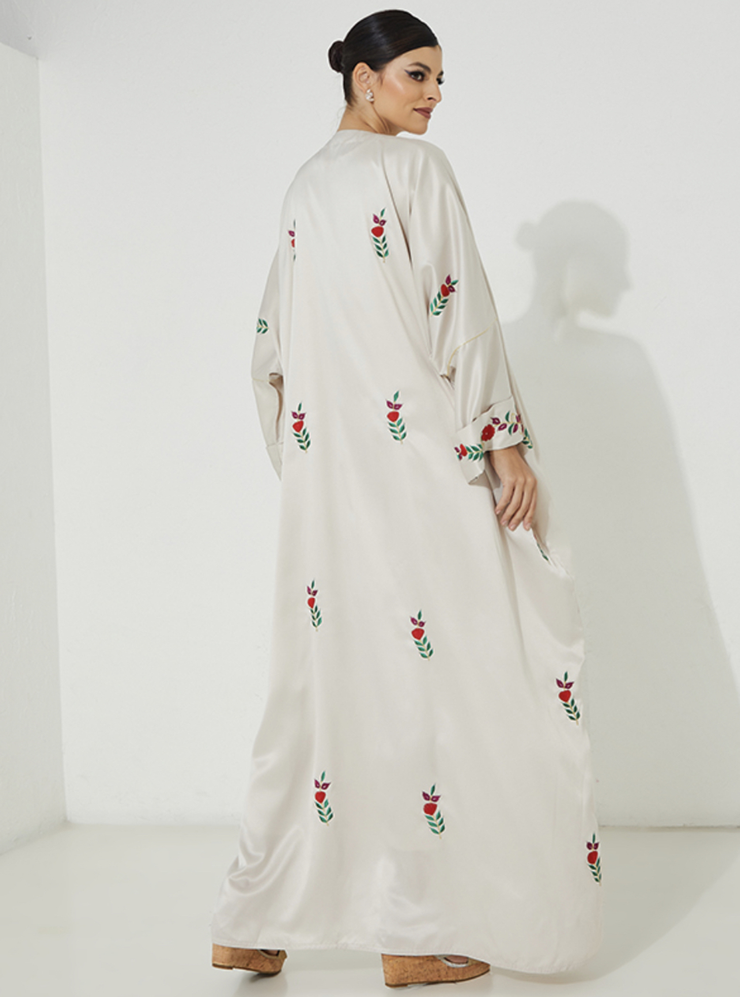 Bisht_R_Flora Elegant Bisht with Red Mix Stitching design +Blet Abayas ...