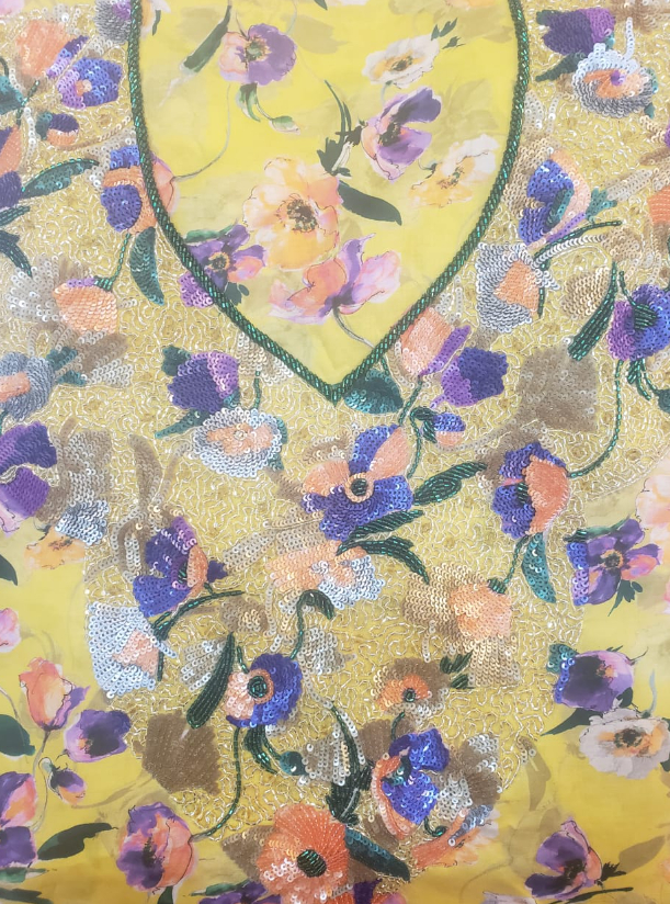 Liberty Yellow Liberty Yellow Flower with Hand Beading design ...