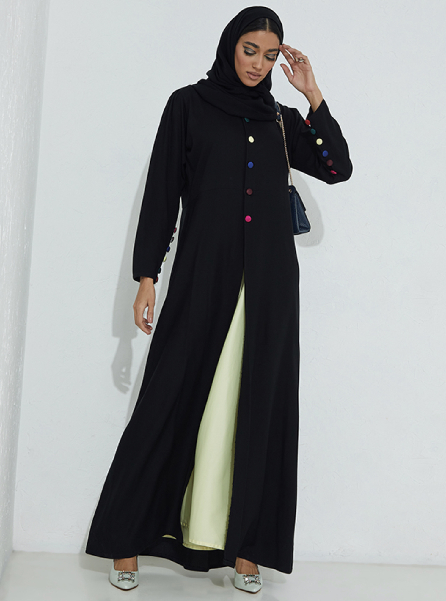 Colored Buttons Simple &Practical Abaya with colored button (2 pieces ...