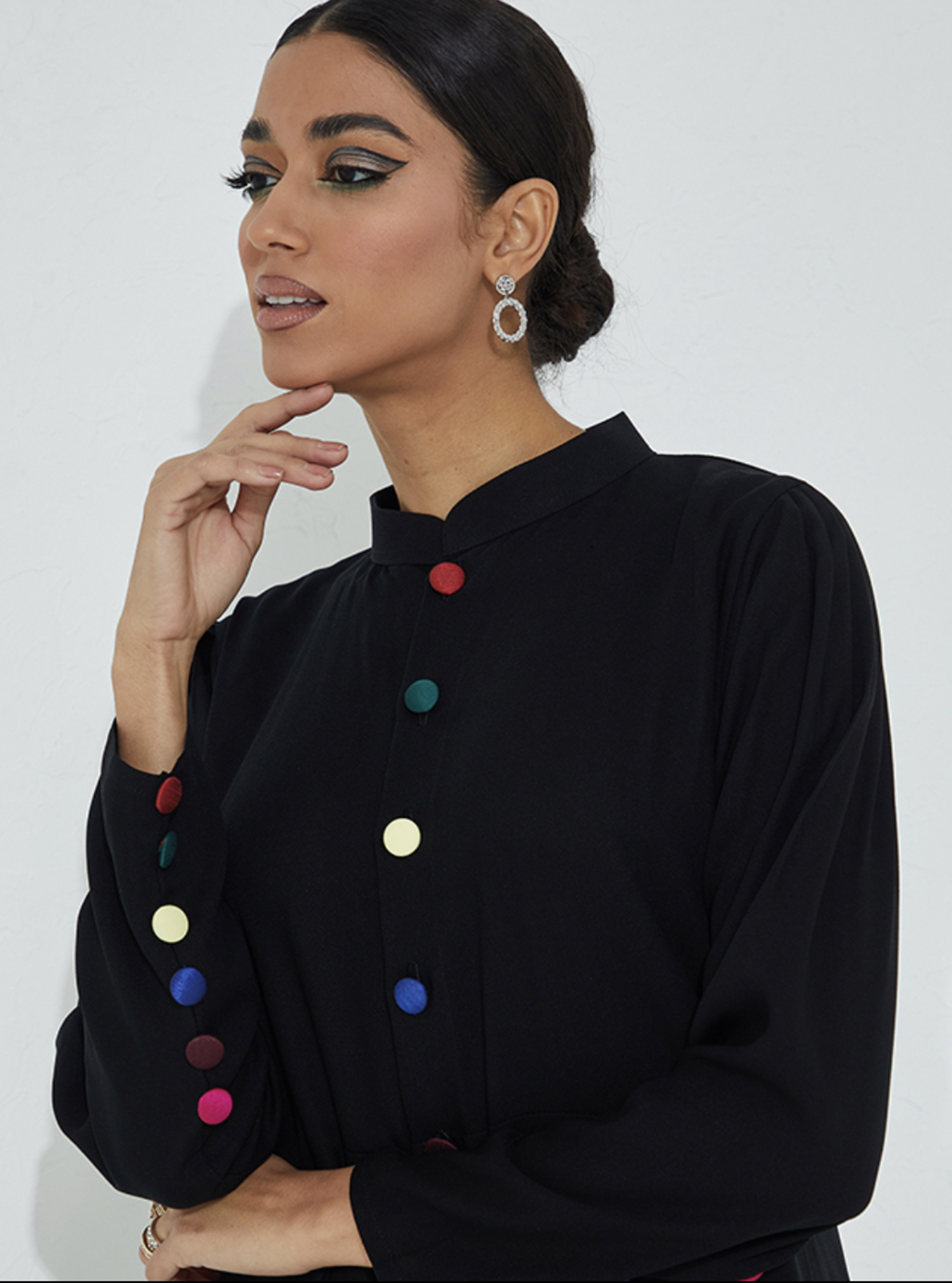Colored Buttons Simple &Practical Abaya with colored button (2 pieces ...
