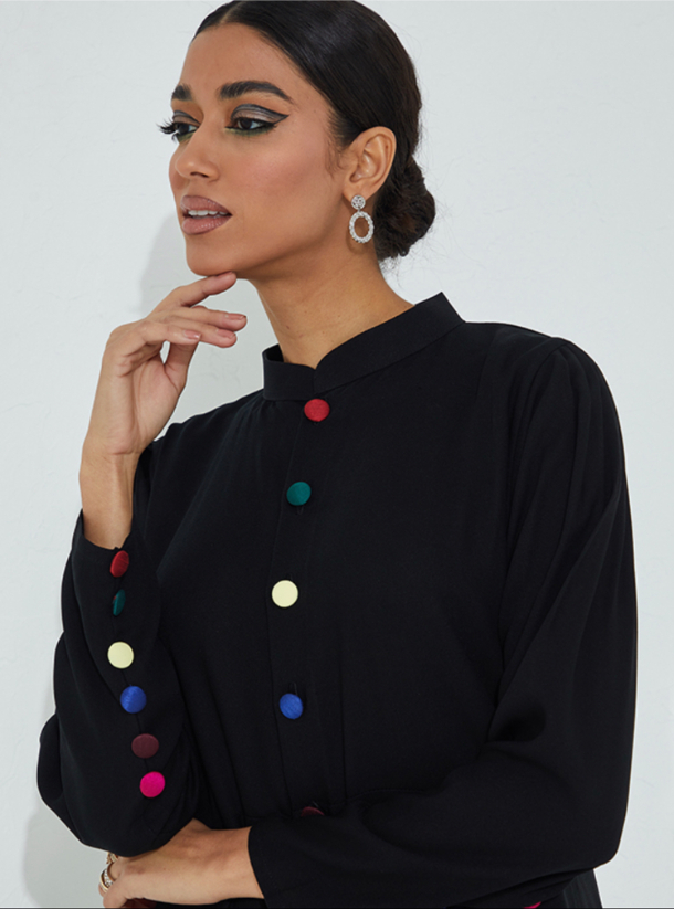 Colored Buttons Simple &Practical Abaya with colored button (2 pieces ...