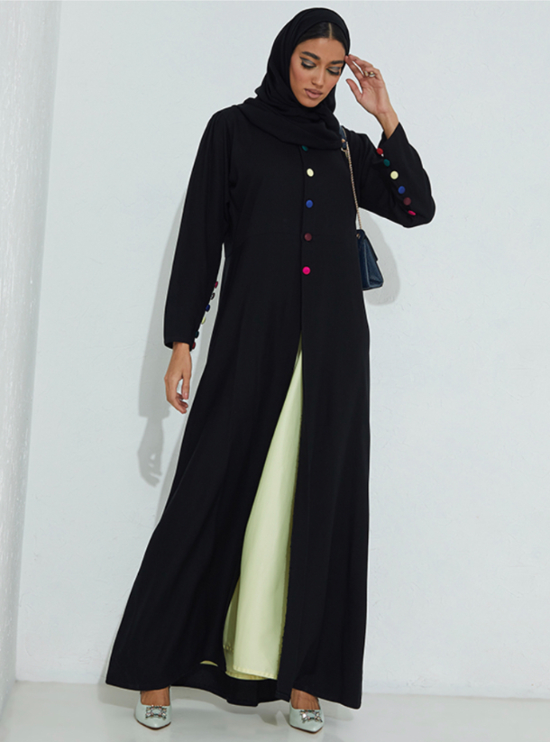 Colored Buttons Simple &Practical Abaya with colored button (2 pieces ...