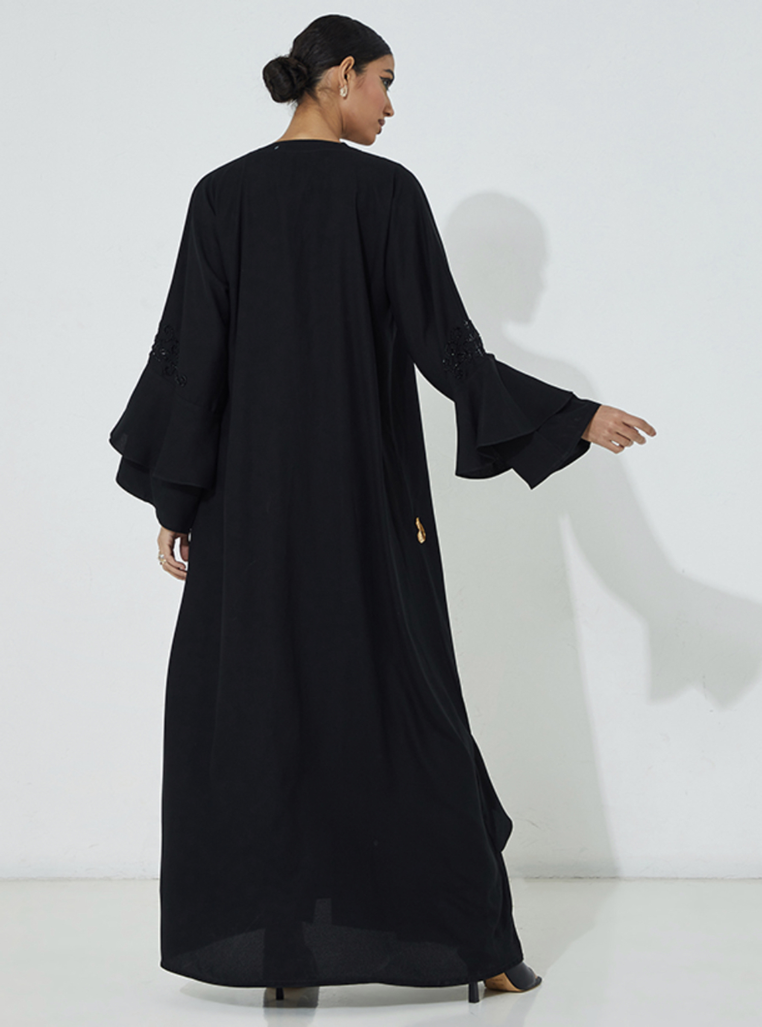 Black-Ruffle Black open ruffled abaya with embellishments. Abayas from ...