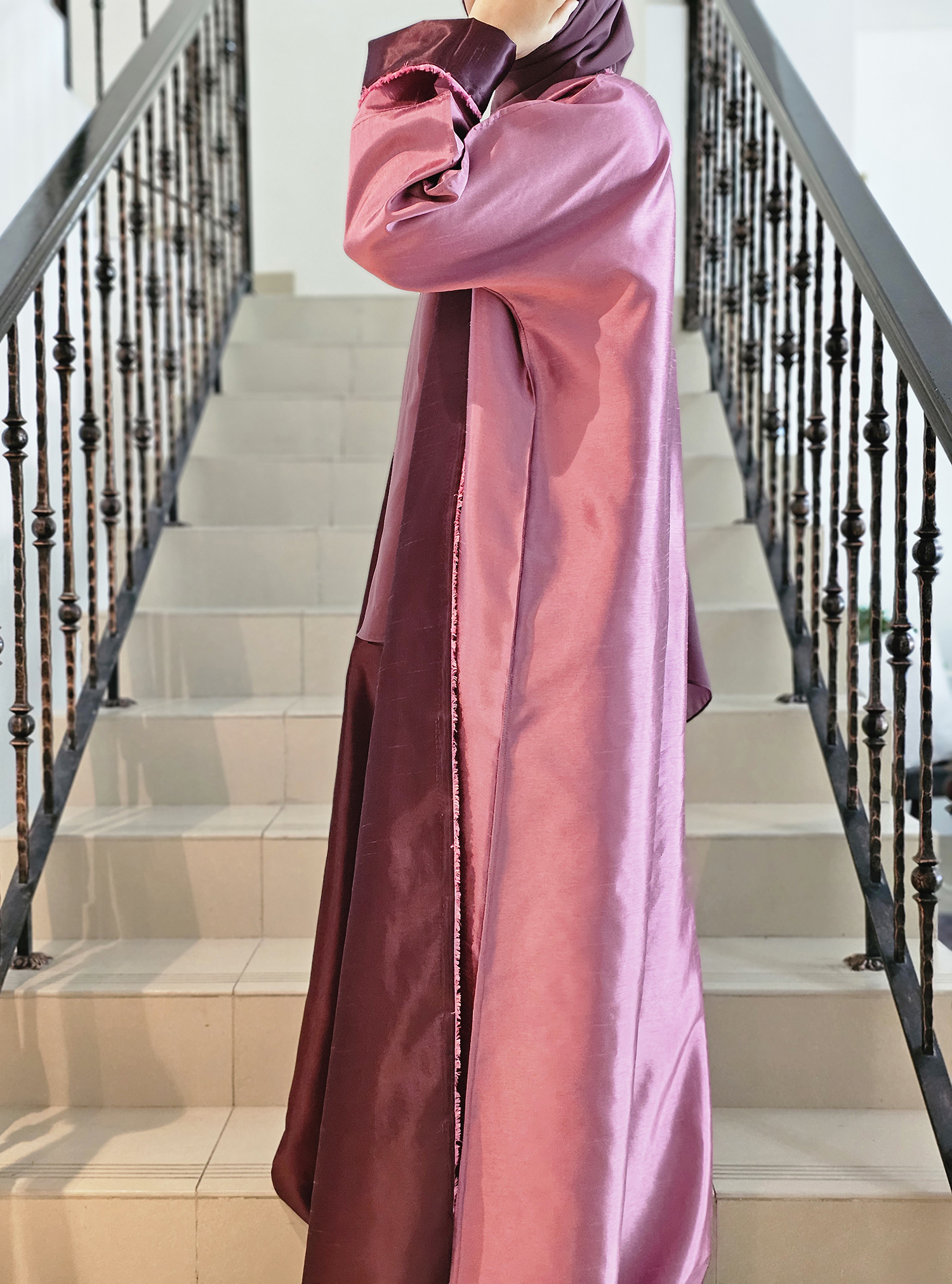 Lily Pink Reversible Elegant Abaya with 2 colors, Pink and Dark Pink ...