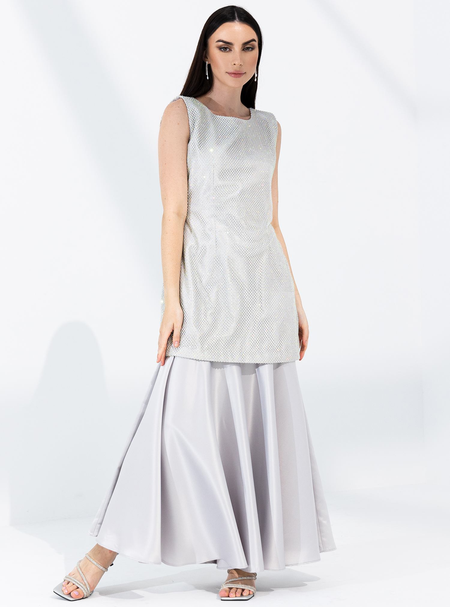 Moonlight Satin dress with rhinestone net fabric Dresses from Sidra ...