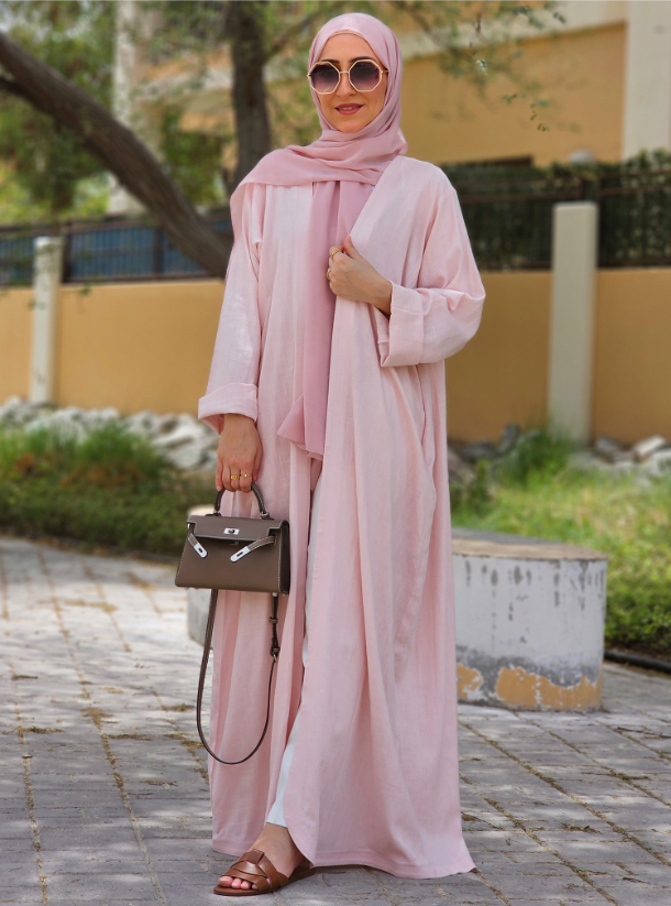 Pink Abaya Modern and casual pastel Pink color abaya, comes with hijab ...