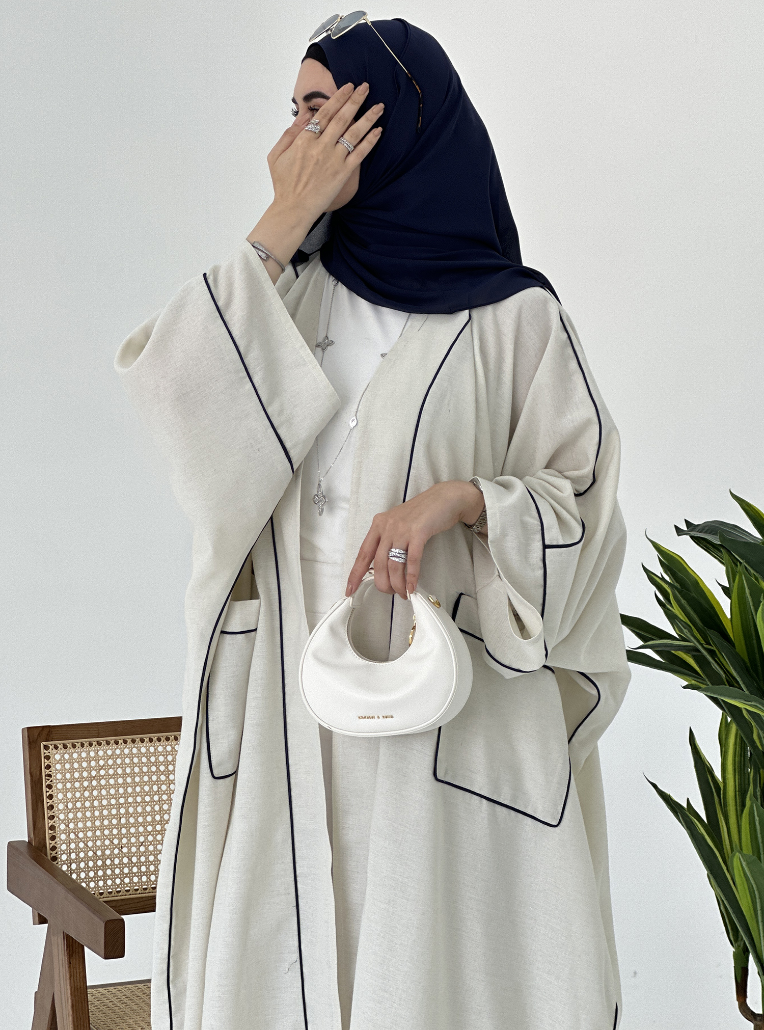 Daily abaya Linen abaya daily wear Abayas from Jewel Design at Boksha