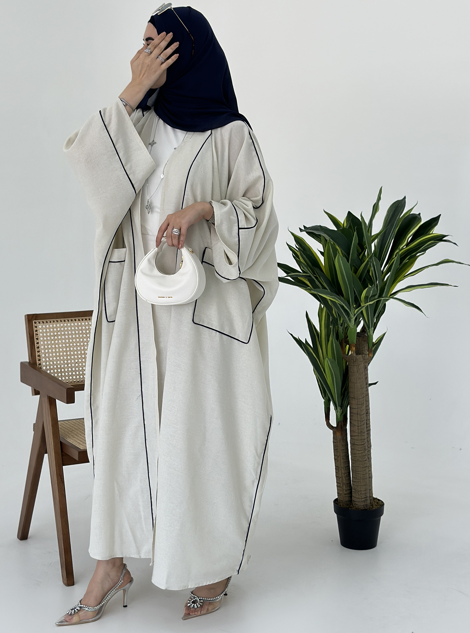 Daily abaya Linen abaya daily wear Abayas from Jewel Design at Boksha