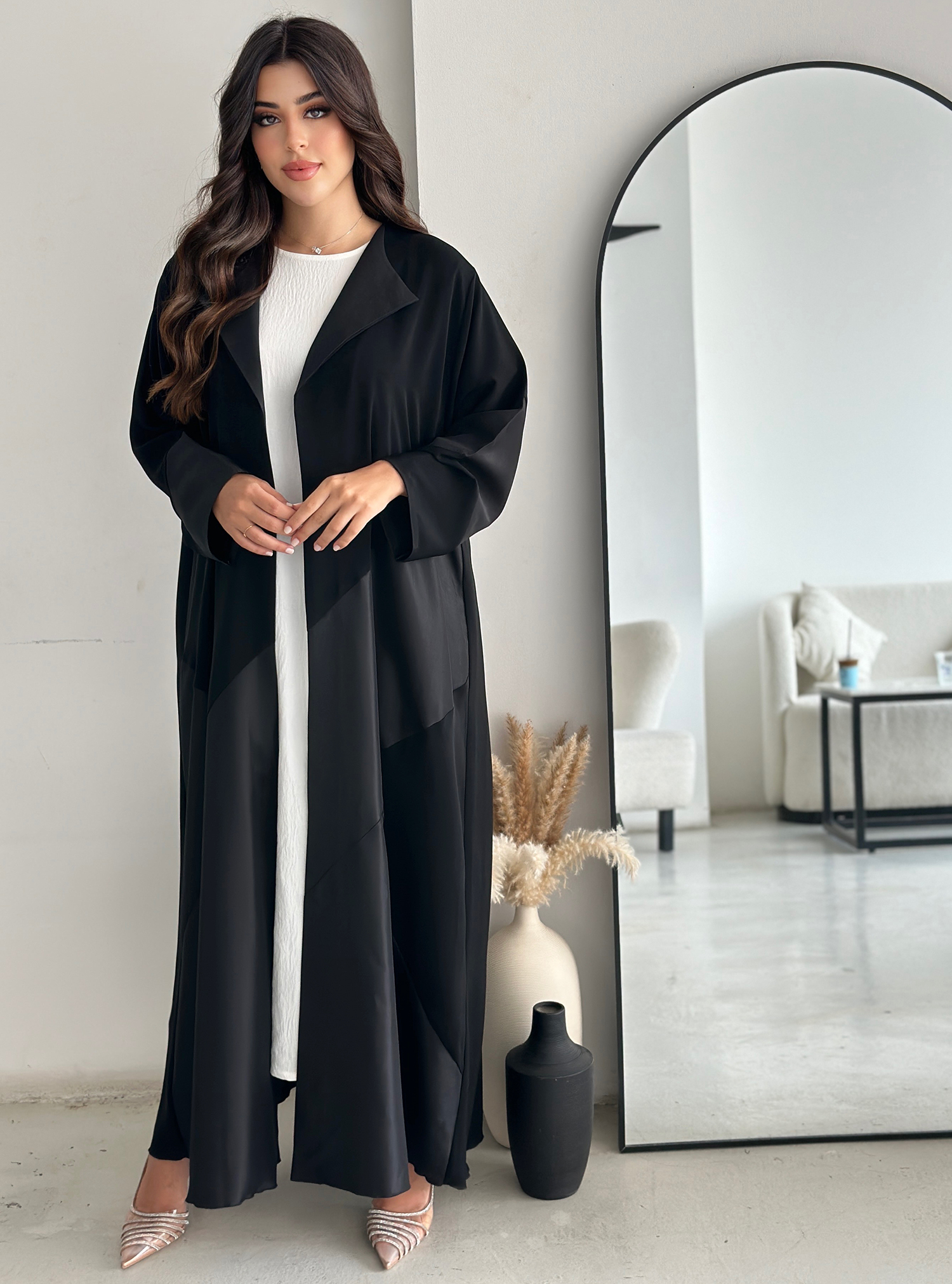 SL-2015 Abaya Black lightweight (thin material) abaya with patchwork ...