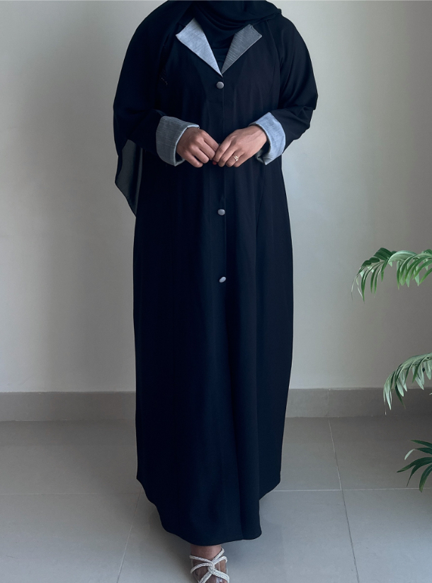FORMAL ABAYA Black collar abaya with silver buttons Abayas from My ...