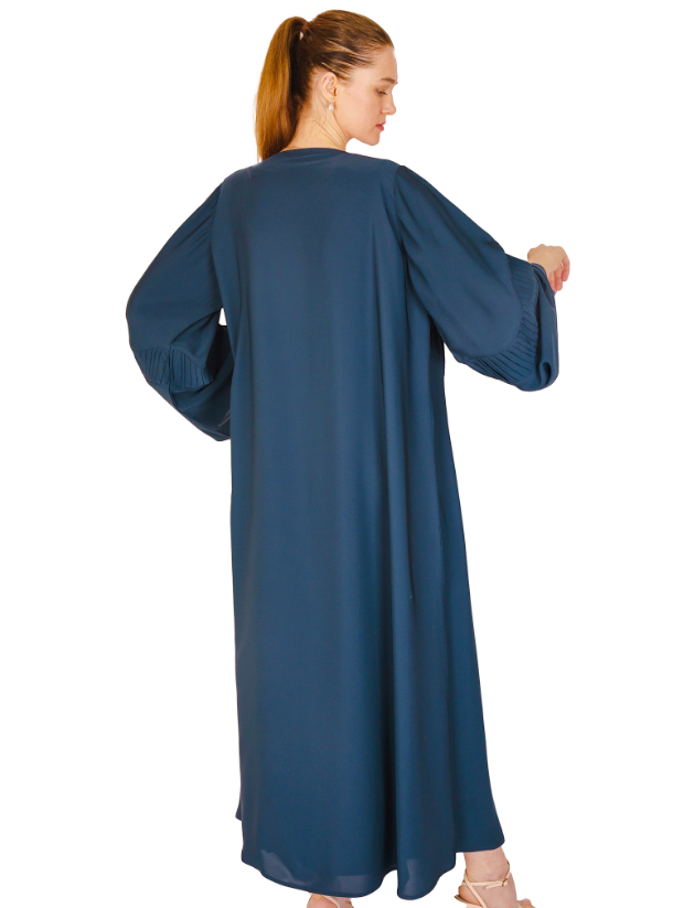 RAVA Navy Blue Abaya ( SET ) with pleated details is very comfortable ...