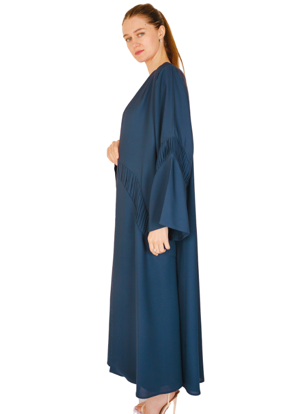 RAVA Navy Blue Abaya ( SET ) with pleated details is very comfortable ...
