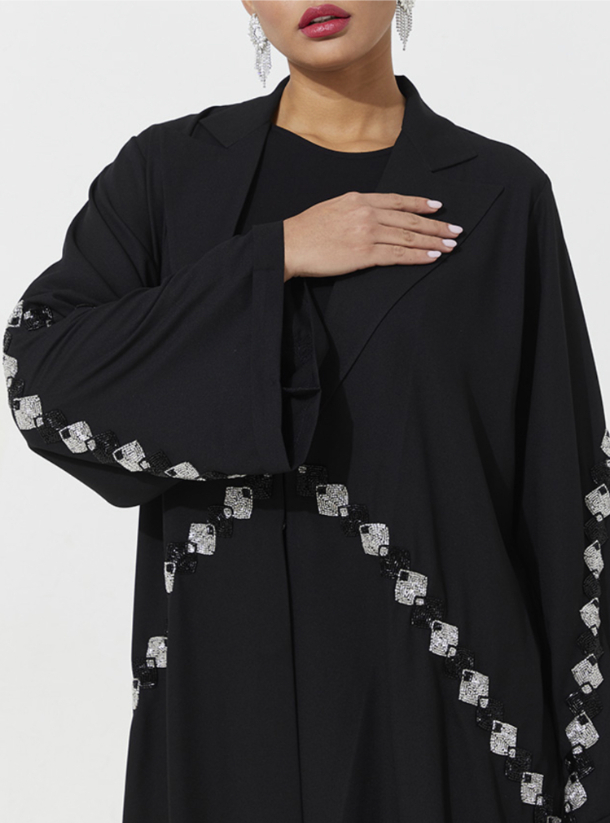 B-silver Square Black abaya with square-pattern embellishment. Abayas ...