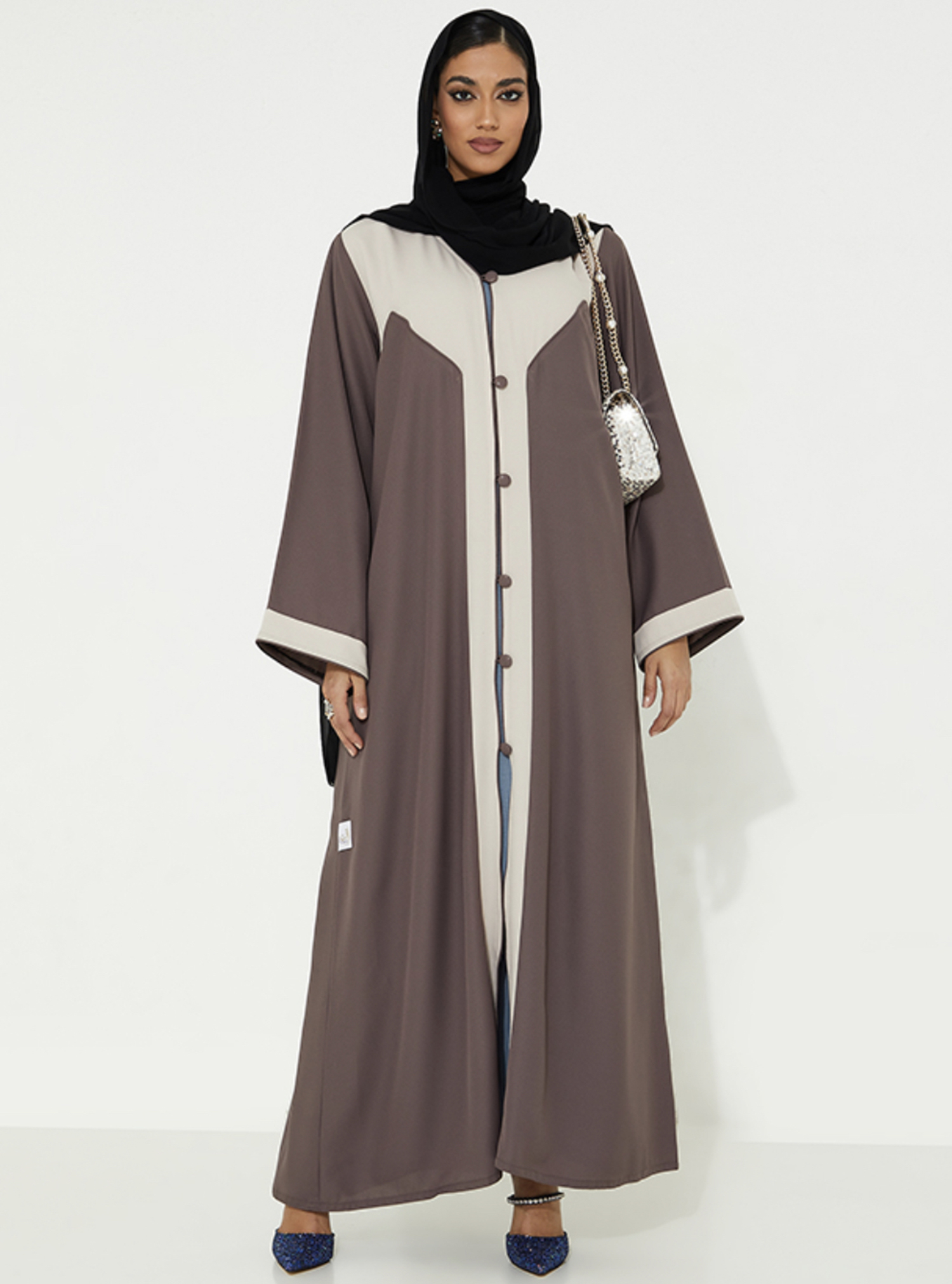 Mauve Button B Muave and beige colorblock abaya with buttons. Abayas ...
