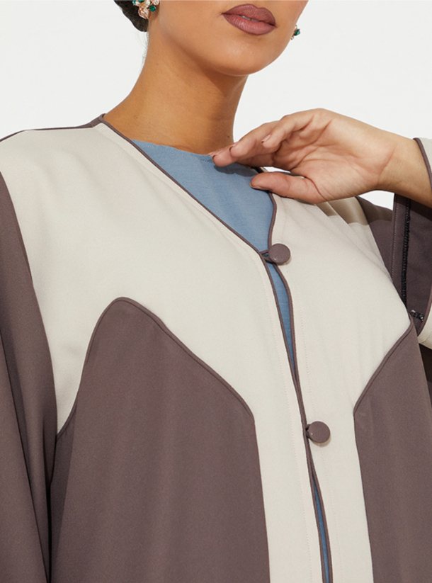 Mauve Button B Muave and beige colorblock abaya with buttons. Abayas ...