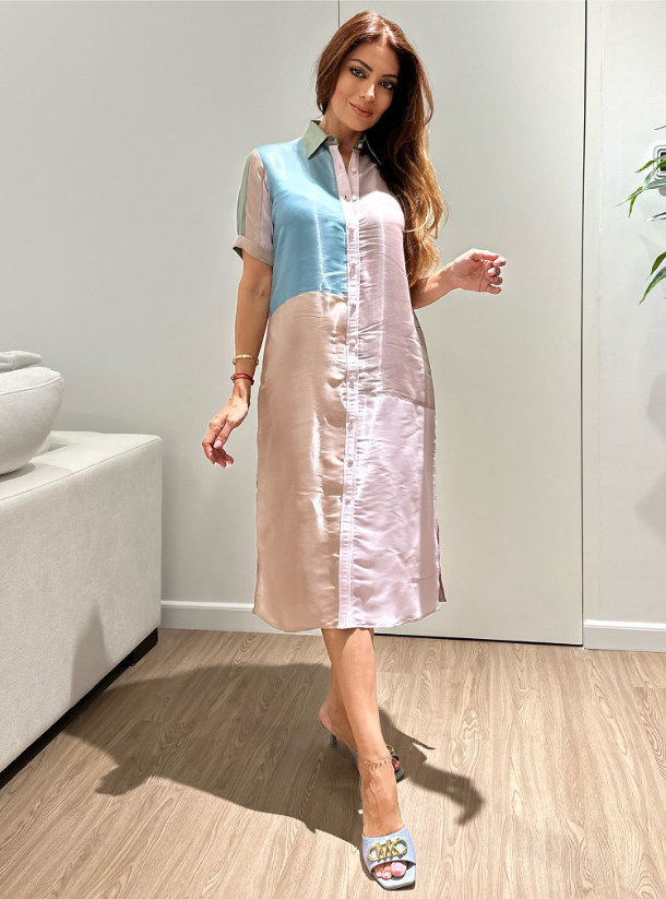 Patched Dress Patched dress crafted from mix shimmery cotton. Side ...