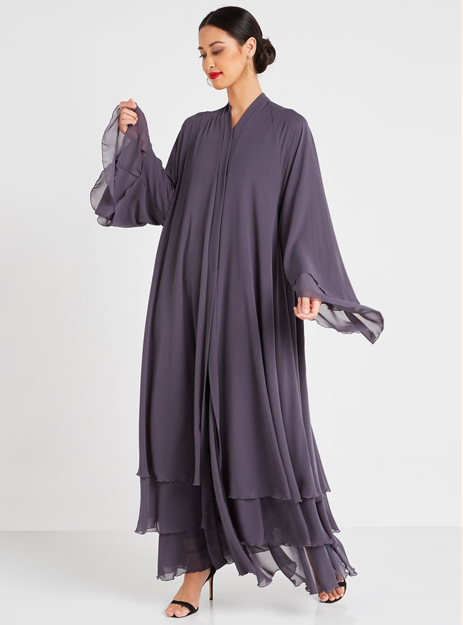 Lail-3135 Abaya Umbrella style multi layer grey abaya Abayas from Lail ...