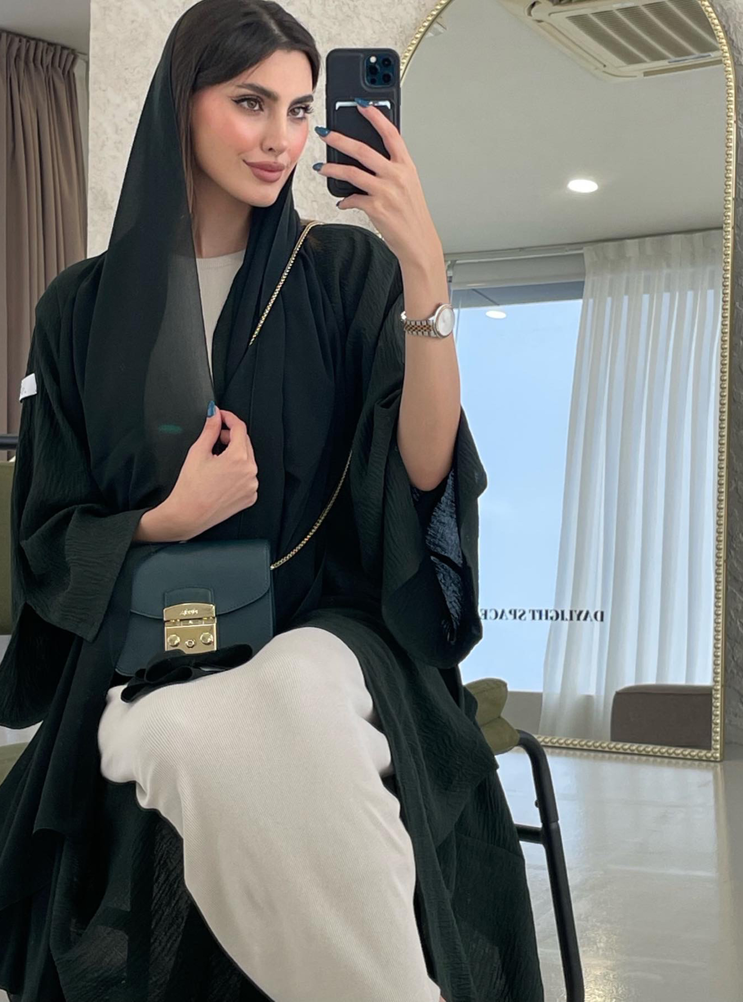 Green Abaya Dark Green Abaya With Scarf Abayas from Buhra at Boksha