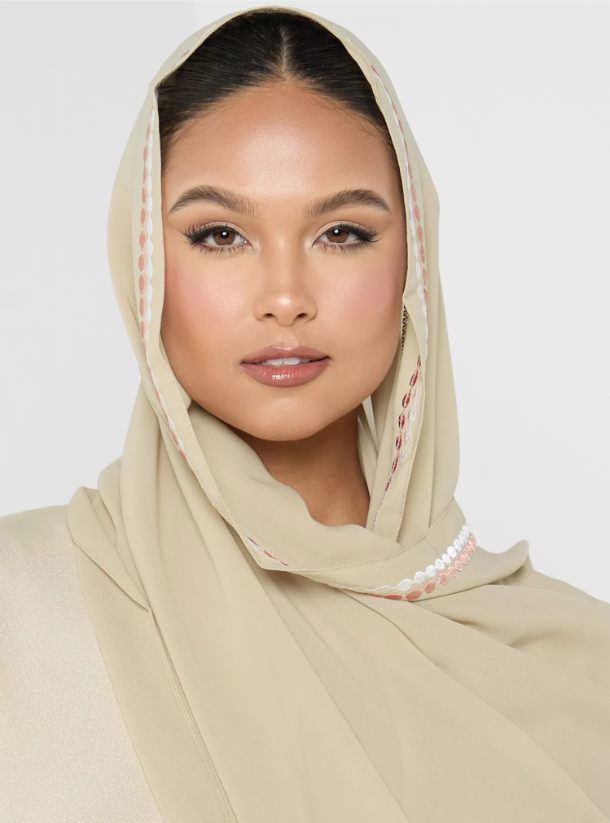 ABC08 Abaya Pale pista color abaya with embroidered cuff. Comes with a ...