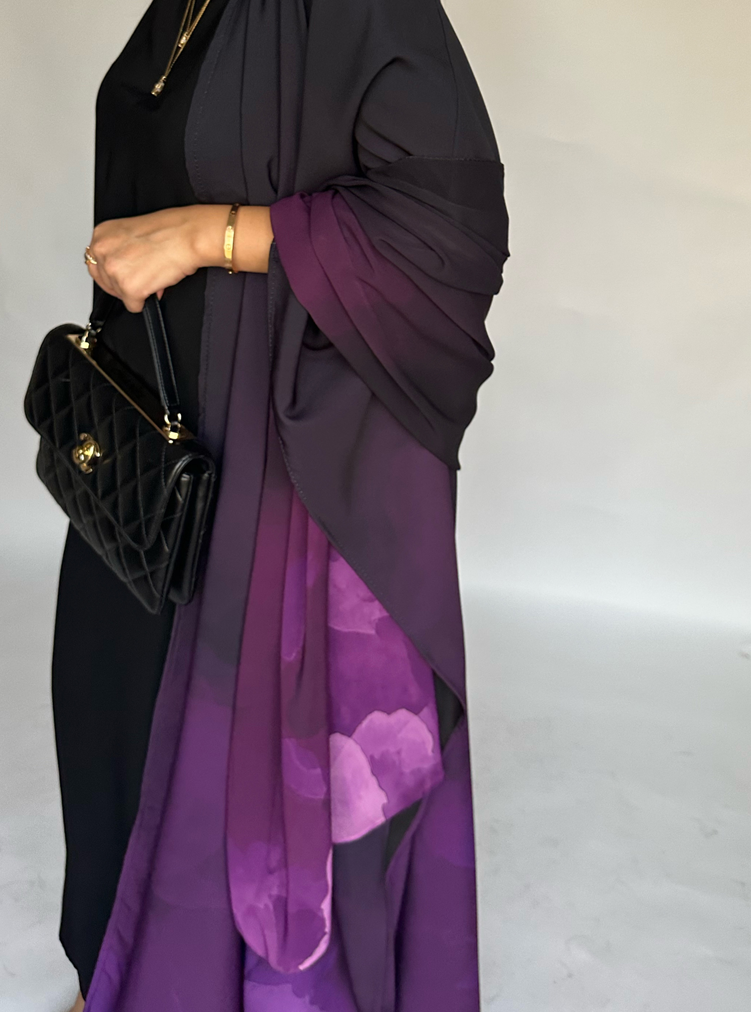 Purple Gradient Purple Gradient Cloud Oversized Abaya with Matching ...