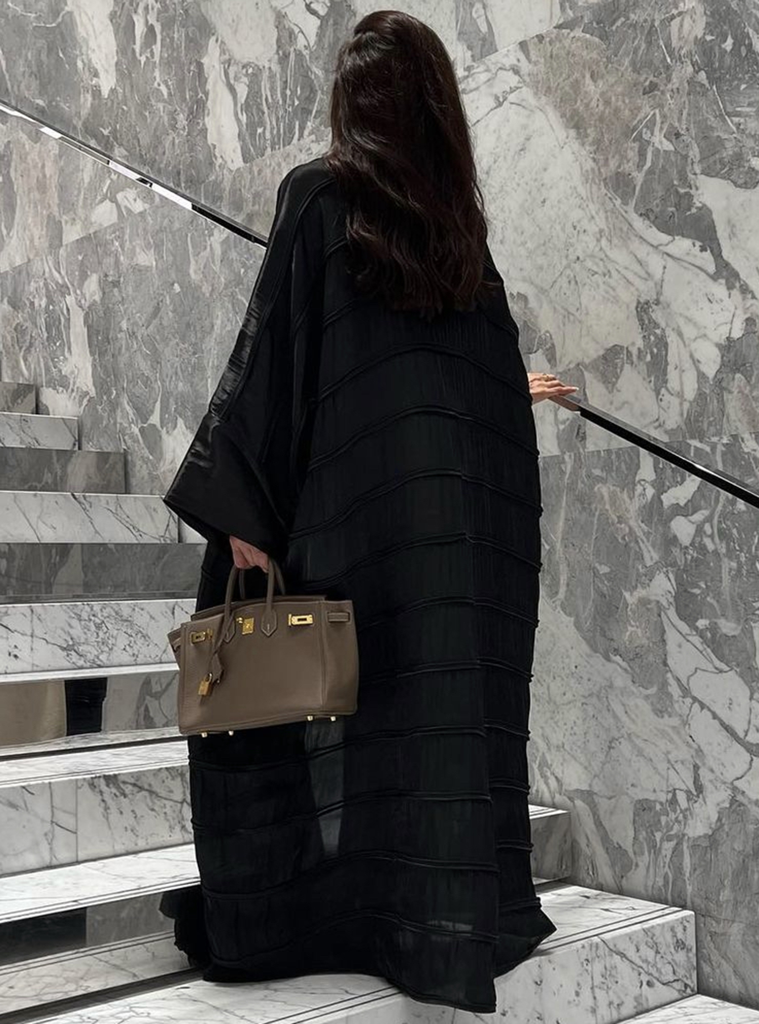 Douri abaya Black organza abaya with piping trimmings. Comes with a ...