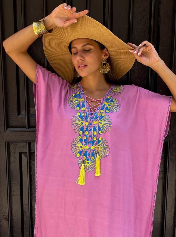 Khawla kaftan Cotton kaftan with embroidery Kaftans from Morbel kaftan at Boksha