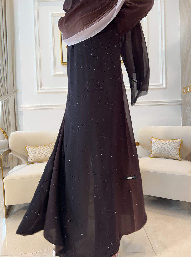 Abaya 32 Ombré glitter abaya with matching headscarf. Abayas from Ornate Fashion at Boksha