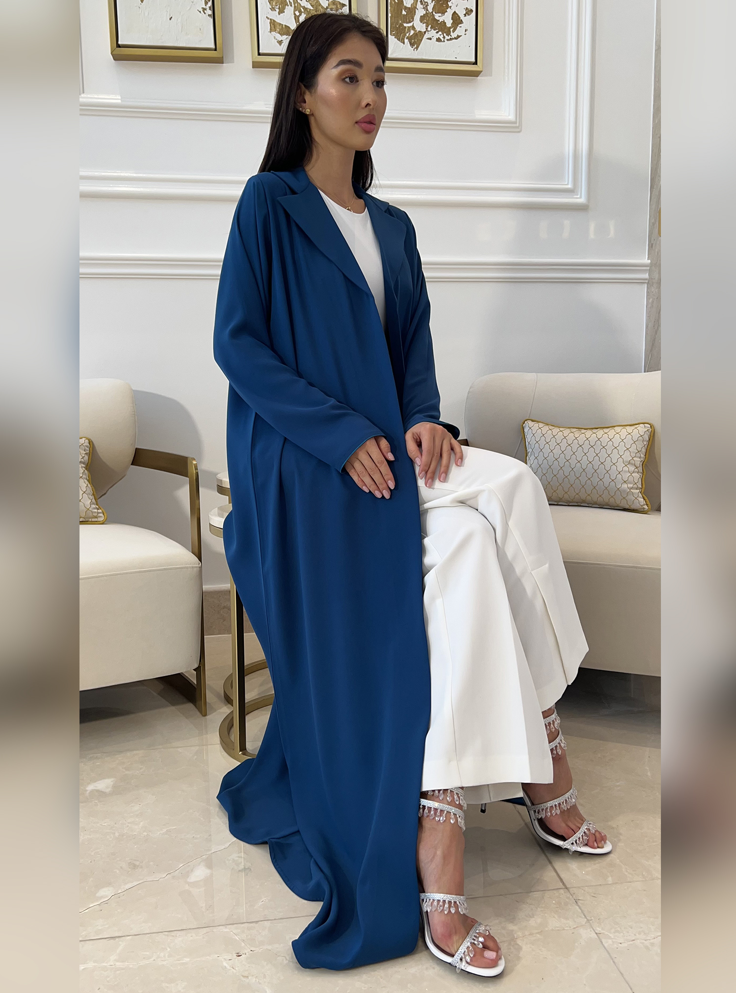 Abaya 32 Blue collared classic abaya with headscarf. Abayas from Ornate ...