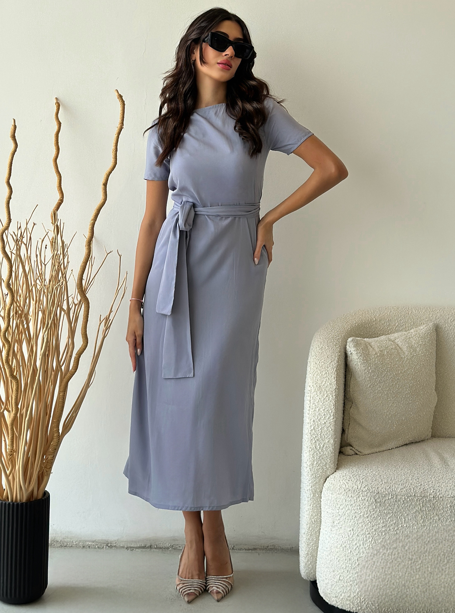 Inner Dress Butter Crepe short sleeve midi dress / under abaya dress ...