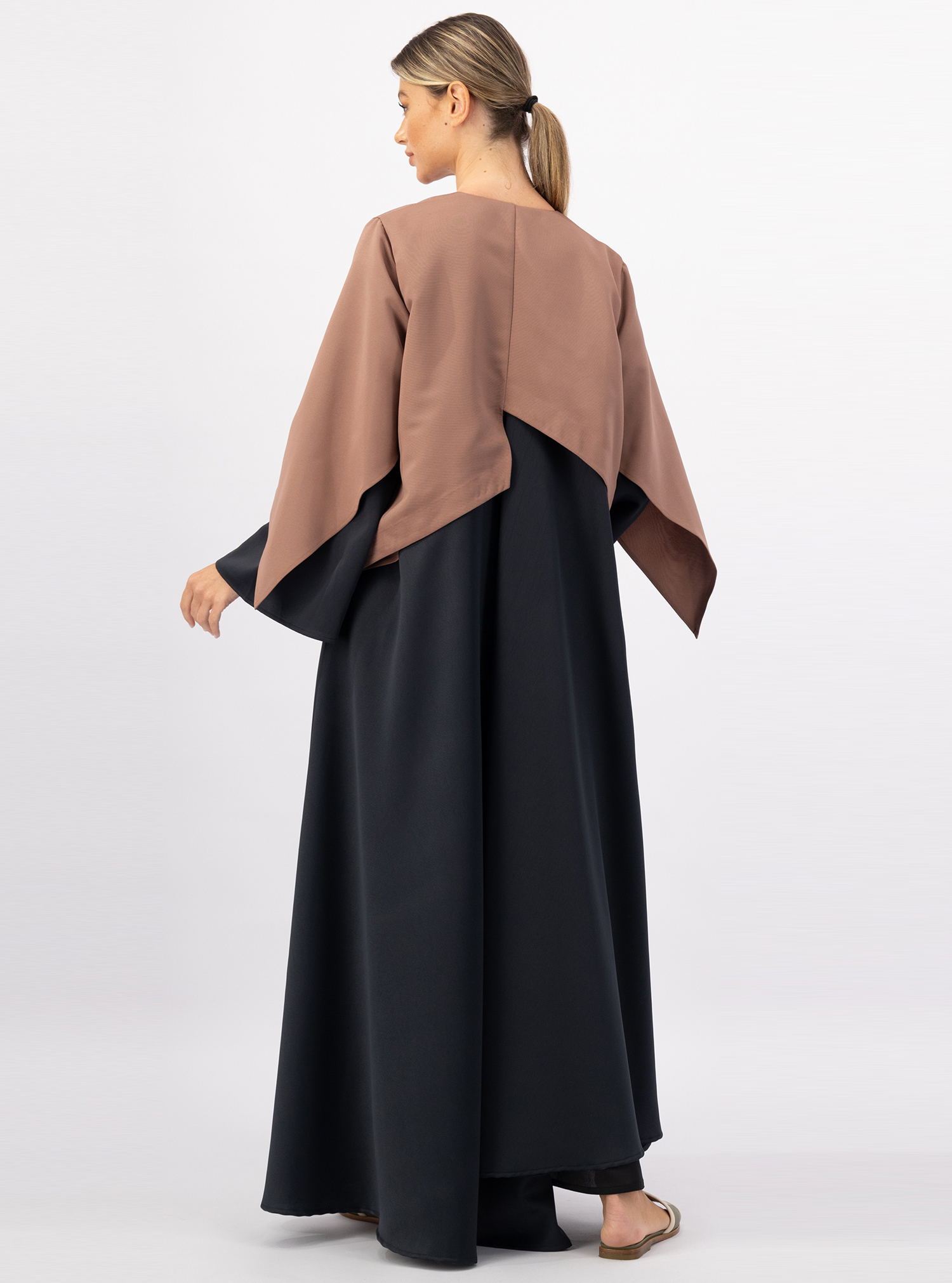 Cape Overlay Black crepe abaya with brown cape overlay sleeves. Abayas ...