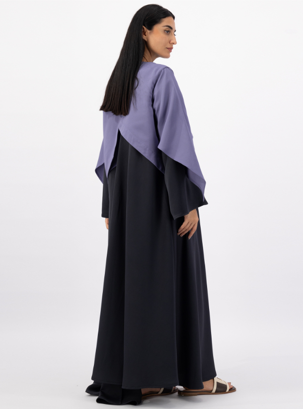 Cape Overlay Black crepe abaya with purple cape overlay sleeves. Abayas ...