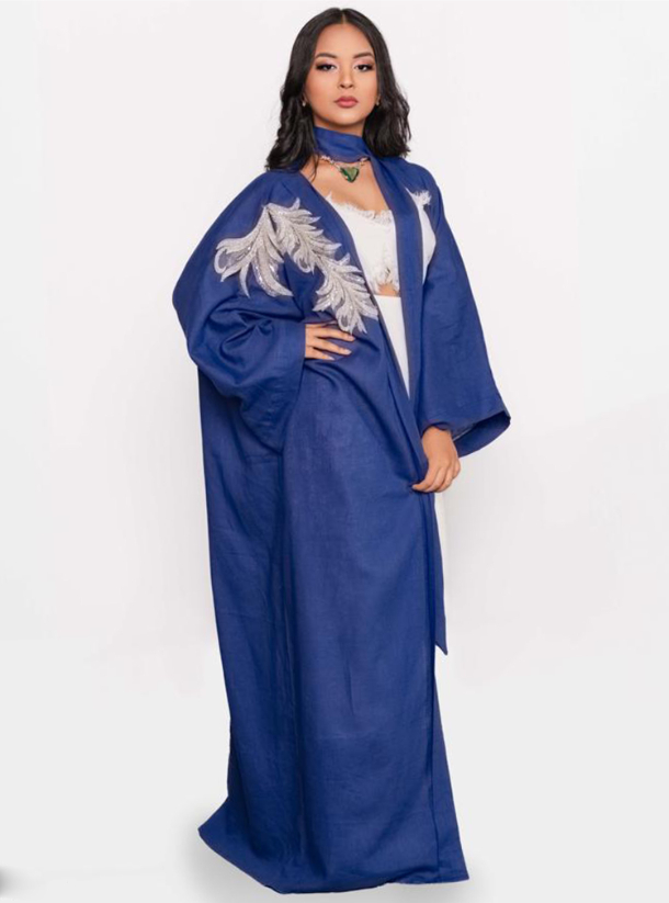 Royal blue Royal blue linen abaya with embellishment. Abayas from Roua ...