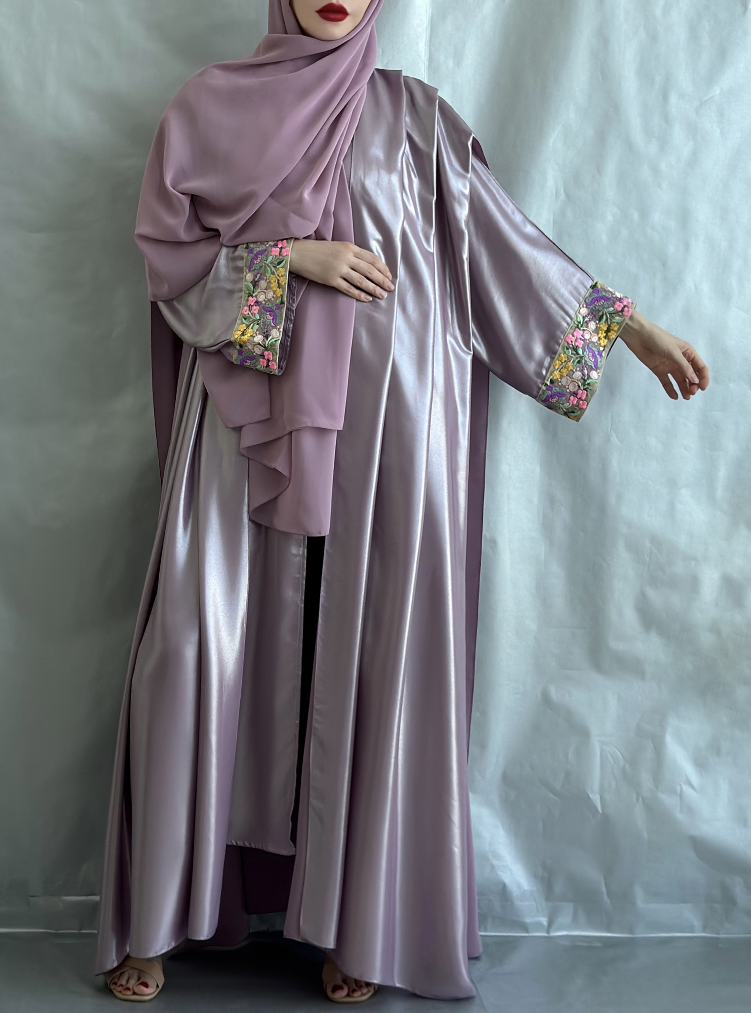 Shimmer purple Shimmer purple layered abaya with embroidery on the sleeves. Abayas from ...